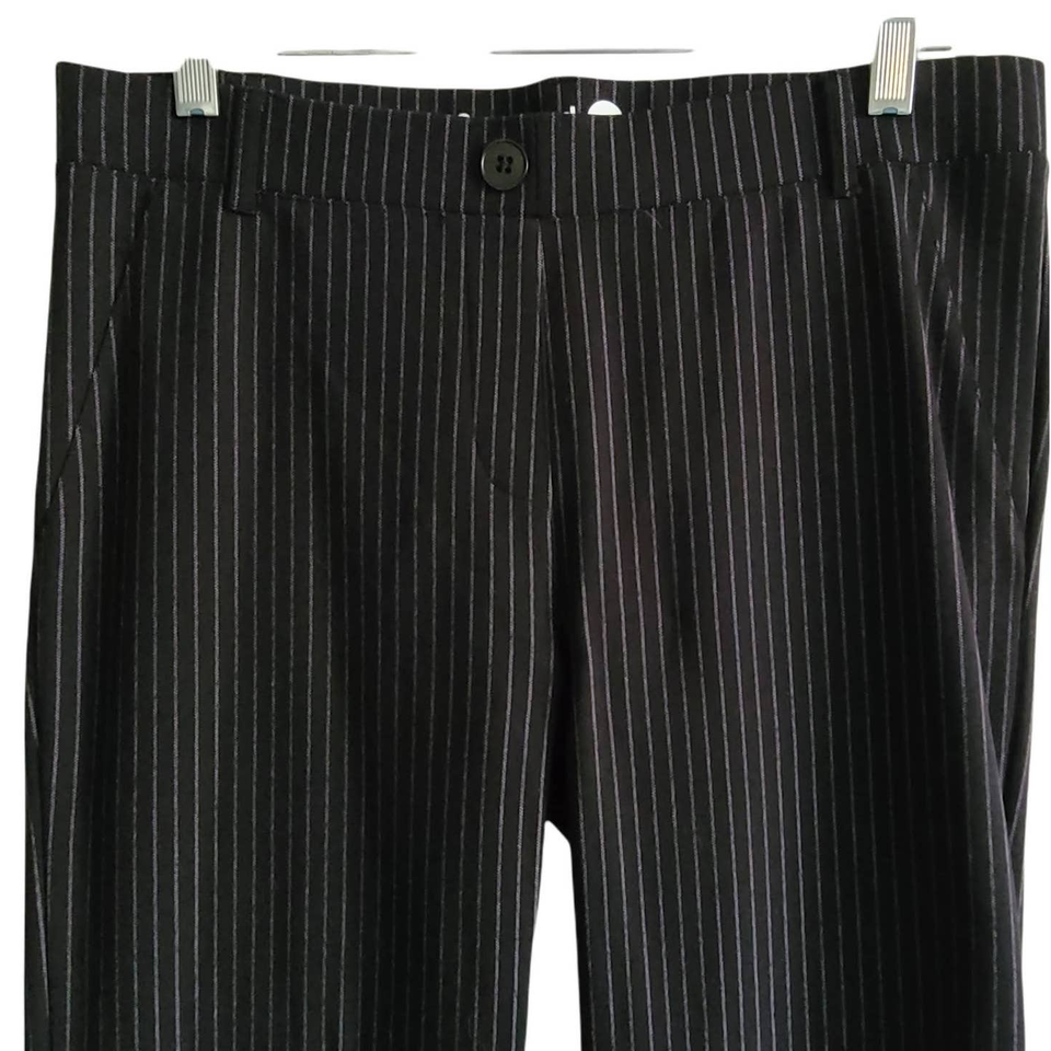 BETABRAND W0076-PIB Black White Pinstripe Straight Classic Dress Yoga ...