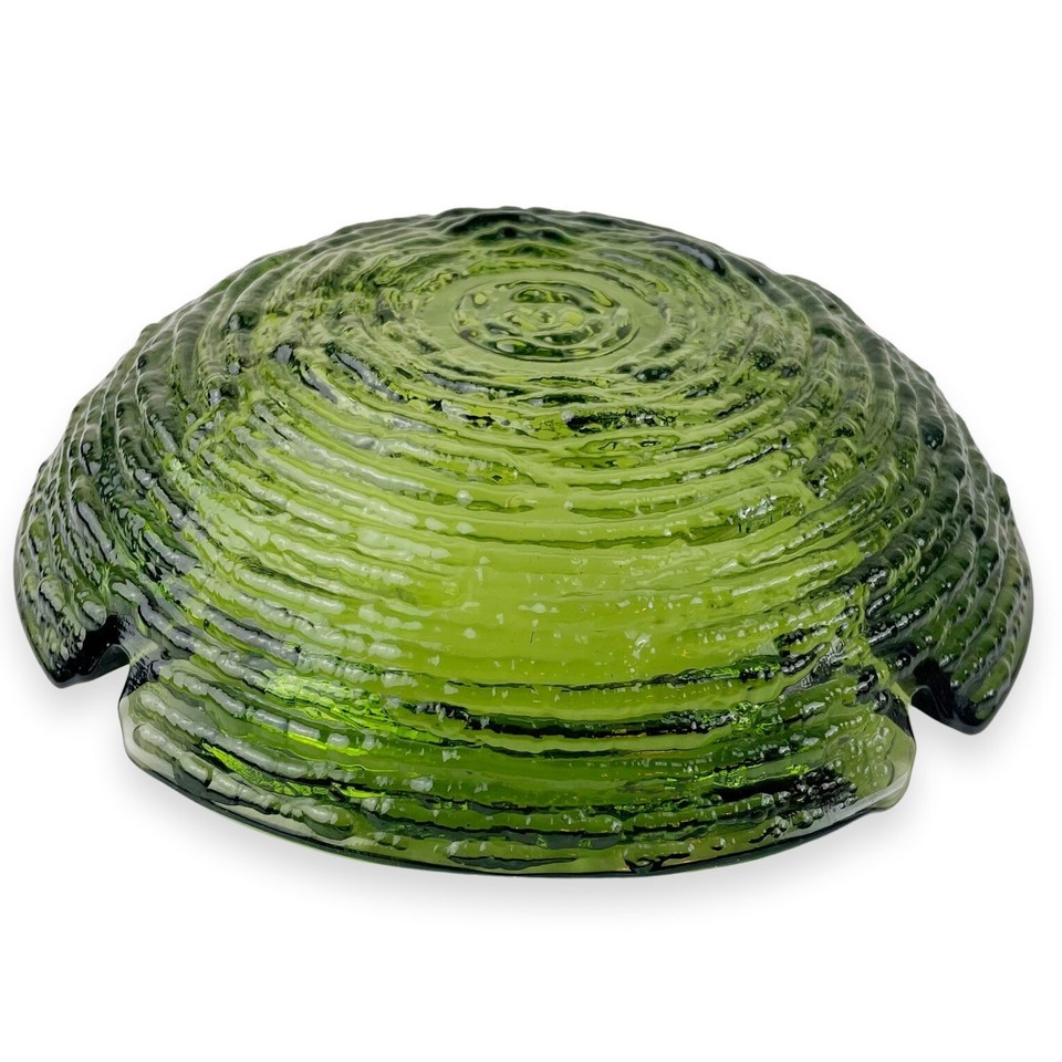 Vintage Anchor Hocking Ashtray Soreno Glass Avocado Green Ripple Birds ...