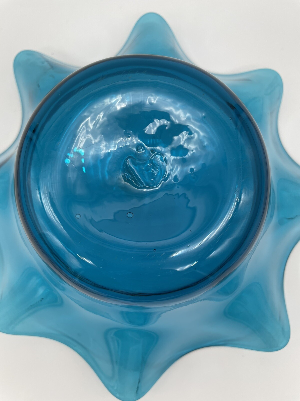 Blenko Ice Blue Ruffled Bowl with Pontil Issued 1950's-1960's | eBay