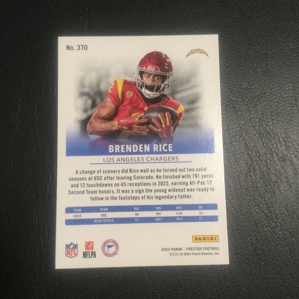 2024 Prestige Football - Brenden Rice - Los Angeles Chargers - RC ...