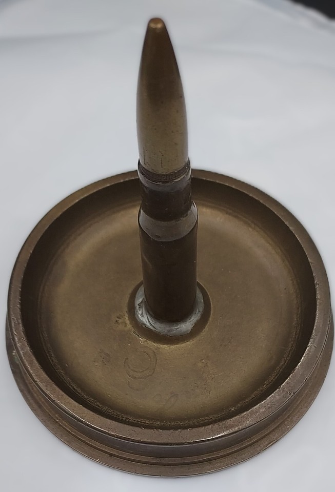 Vintage Signed and Dated WW II Heavy Solid Brass Trench Art Bullet ...