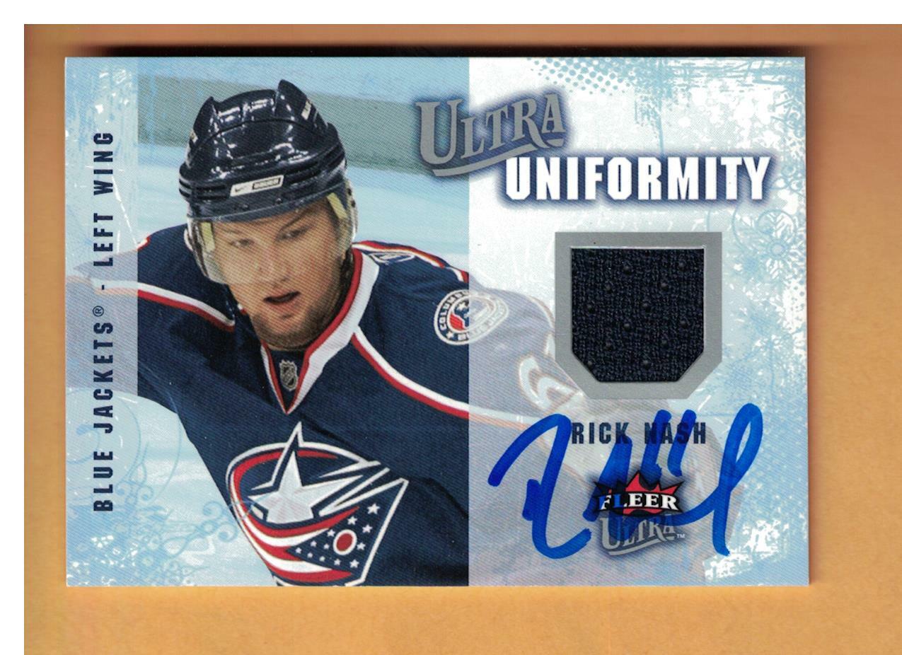 RICK NASH AUTOGRAPHED 2008-09 ULTRA UNIFORMITY JERSEY HOCKEY CARD BLUE ...