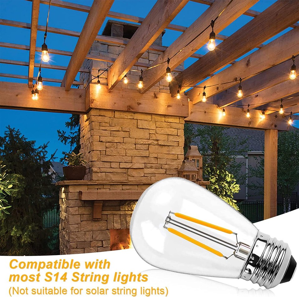 E26 LED Replacement Light Bulbs 2W S14 Clear Globe Edison Bulb 2700K ...