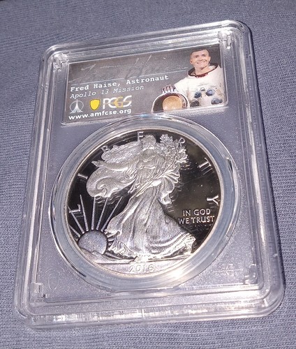 2016w .999 silver eagle Proof 70 pr70dcam Lettered Astronaut Fred Haise ...