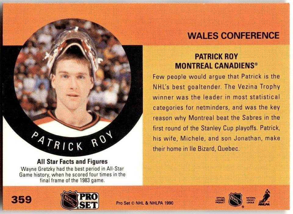 1990-91 Pro Set #359 Patrick Roy | eBay