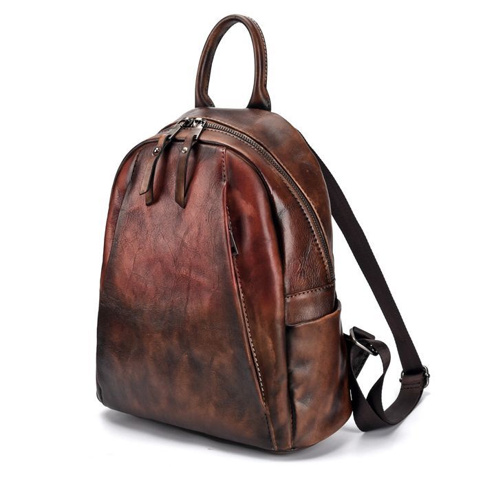 New Women's Genuine Real Cow Leather Backpack Handbag Travel Bag Coffee ...