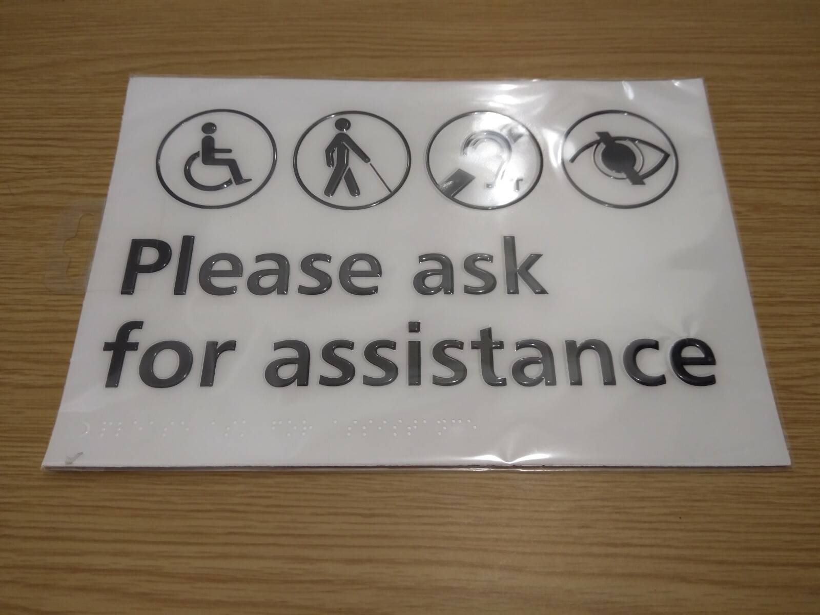 Please ask for assistance Plastic work place sign Also Has Braile A4 ...