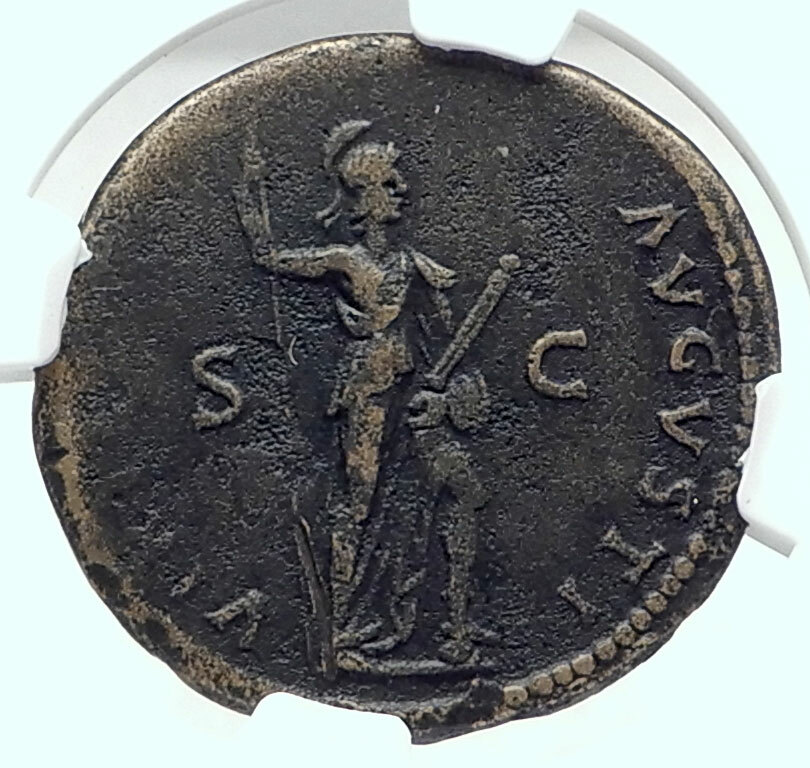 DOMITIAN Authentic Ancient 86AD Rome Dupondius Roman Coin VIRTUS NGC ...