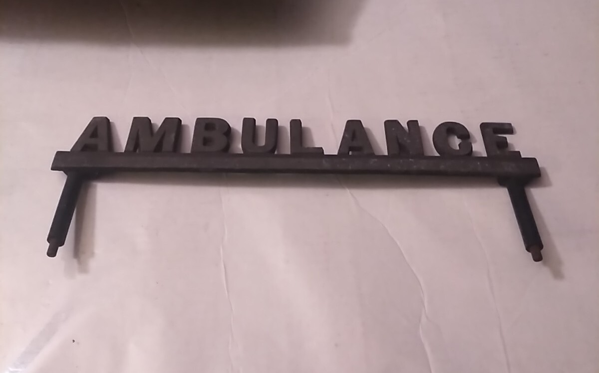 Vintage Ambulance Car Sign Metal Attachable Sign Nostalgic Collectible ...