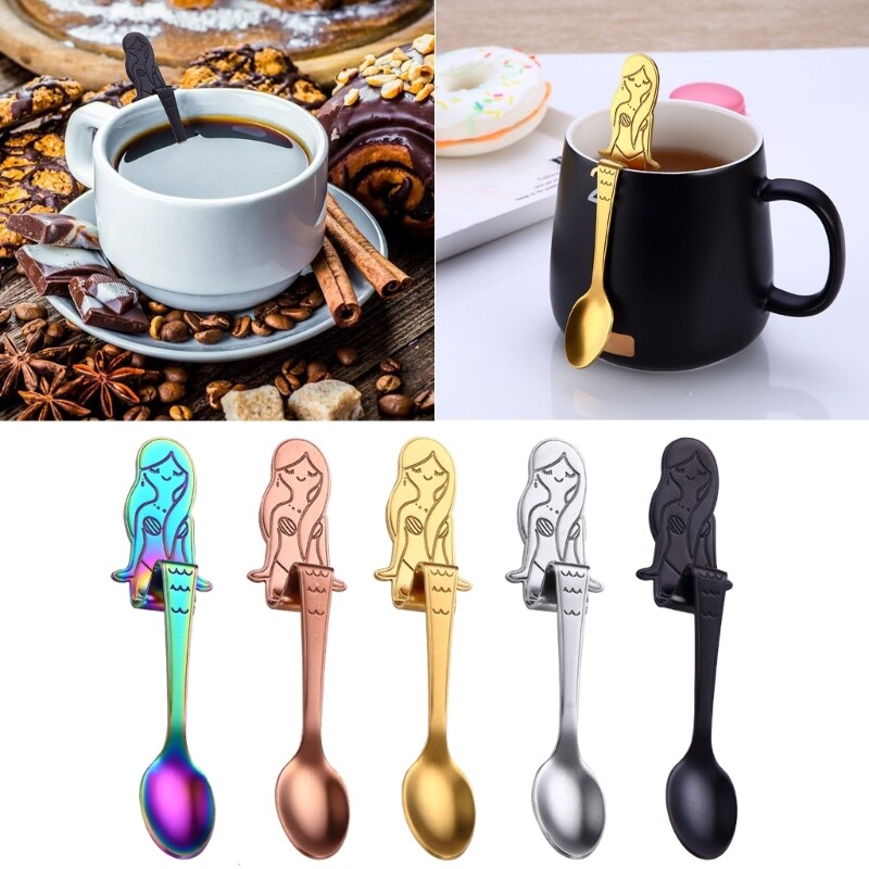 Girl Spoon Dessert Teaspoons Stainless Steel Sugar Cake Spoons Colorful ...