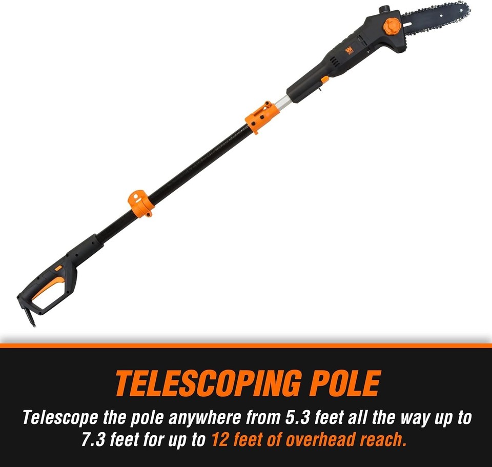 Tree Trimmer Pole Saw Electric Chainsaw Pruner Telescoping 12 Ft Branch ...