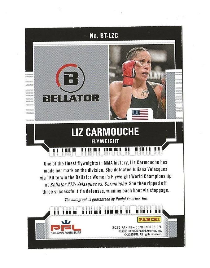 2025 Panini Contenders PFL LIZ CARMOUCHE Autographed Bellator INK #25/ ...
