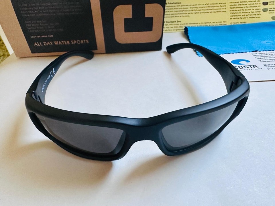 NEW - COSTA DEL MAR FANTAIL Blackout Frame 580P Polarized Sunglasses ...