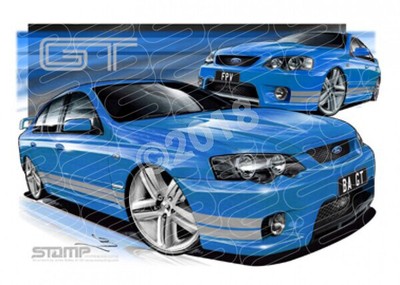 FPV BA GT BA GT BLUE PRINT GREY STRIPES A3 FRAMED PRINT (FV003) | eBay ...