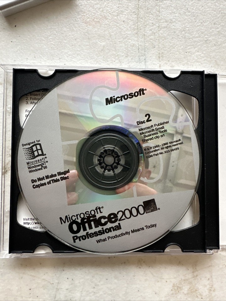 Microsoft Office 2000 Professional 2 Disc with Product Key Software ...