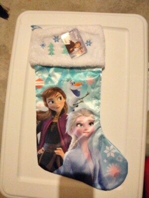 Frozen Satin Christmas Stocking w/Faux Fur Cuff Elsa Anna & Olaf | eBay