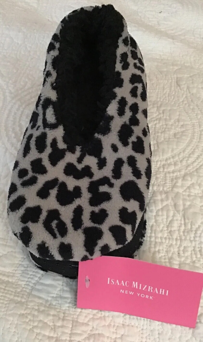 Isaac Mizrahi New York Slippers Leopard Print Sherpa Lined Size Medium ...