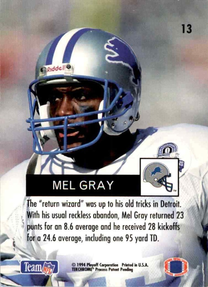 1994 Playoff Mel Gray Detroit Lions #13 | eBay