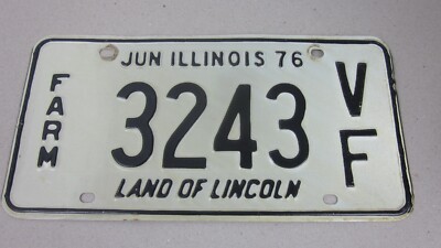 ILLINOIS 1976 FARM licence/number plate US/United States/USA/American ...