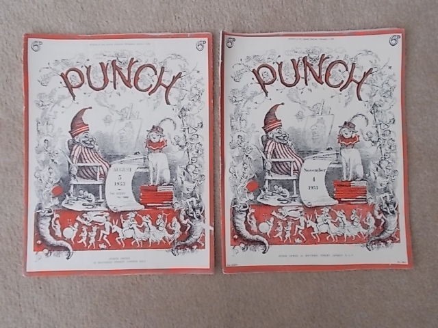 JOB LOT OF 10 VINTAGE PUNCH MAGAZINES 1953 & 1954 HUMOUR CARTOONS NEWS ...
