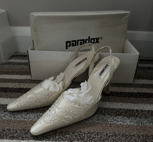 New Paradox London Wedding Shoes Ivory Silk And Leather Sole Small Uk 4 ...