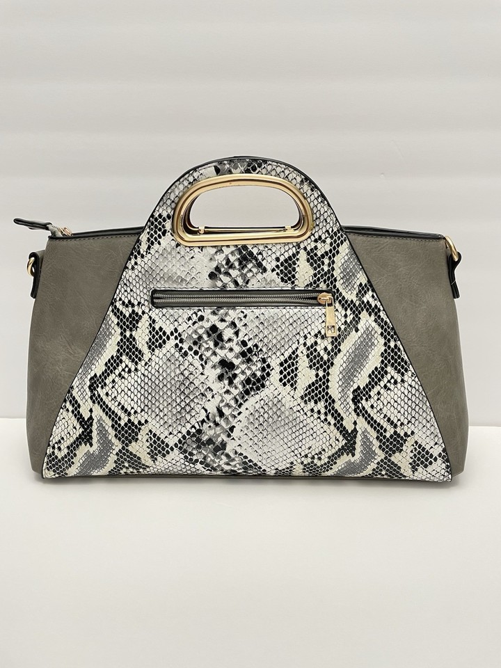 Snakeskin print Handbag with gold metal handles | eBay