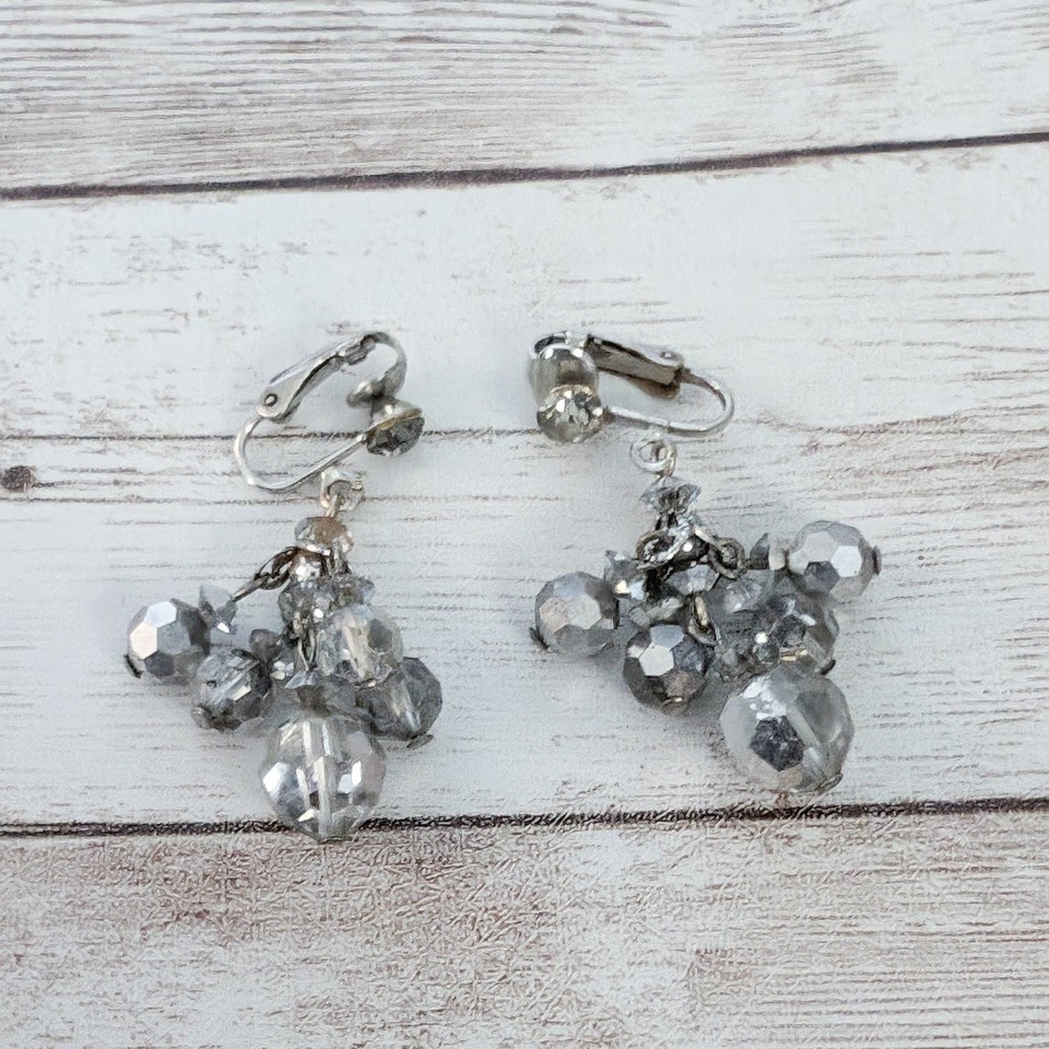 Vintage Clip On Earrings Long Metallic Dangle | eBay