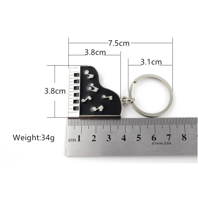 Diamante Grand Piano Shaped Silver Metal Keyring Key Chain Novelty Gift ...