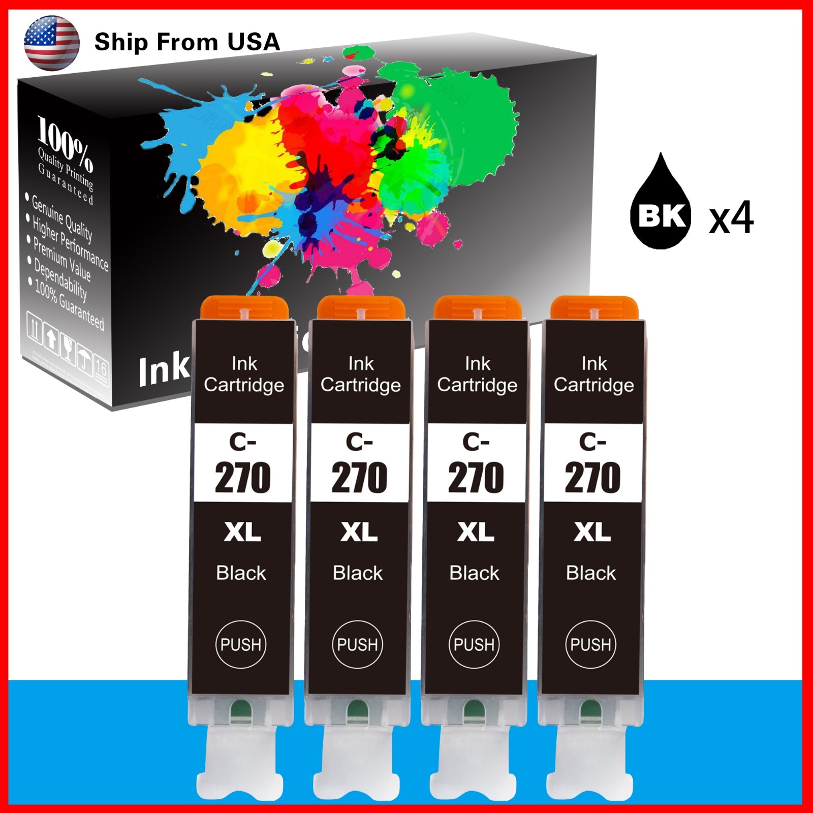 4PK PGI-270 Ink Cartridge PGI270 for PIXMA TS9020 TS8020 TS6020 Printer ...