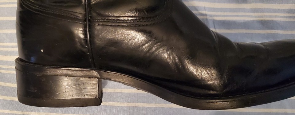 Vintage Acme Vulcan 9080 Black Leather Roper Biker Western Cowboy Boots ...