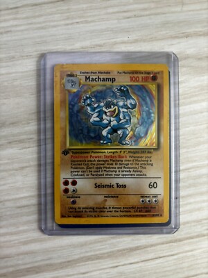 1ST EDITION AUTHENTIC SUPER RARE HOLO MACHAMP POKEMON CARD Base-set 1 ...