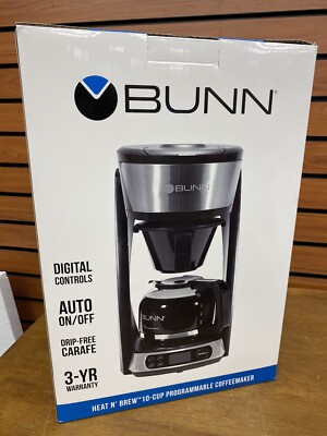BUNN Heat N Brew Programmable Coffee Maker 10 cup Stainless Steel Bunn ...