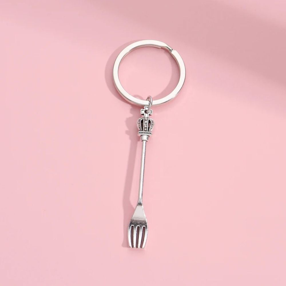 Vintage Metal Spoon Keychain Silver Color Metal Fork Keyring Trinkets ...