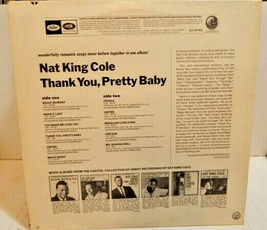 NAT KING COLE Thank You, Pretty Baby 1967 Capitol Records ‎ST 2759 NICE ...
