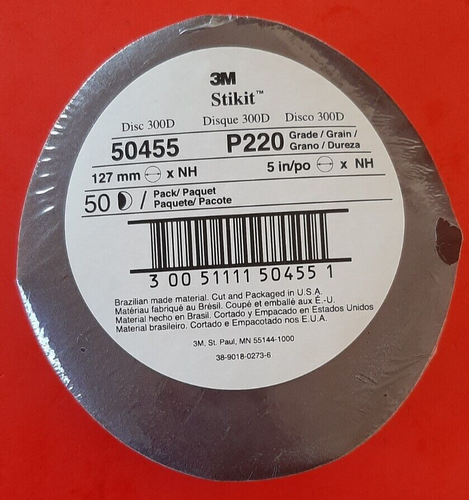 NEW 50pk 3M Stikit P220 Grit 5" x NH Sanding Disc Paper Adhesive Cloth ...