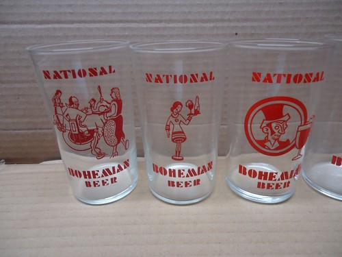 National Bohemian Beer group of 9 old Hans Flato glasses | eBay