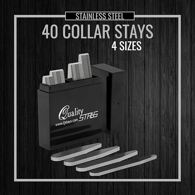 Metal Collar Stays for Men – 40-Piece Set in 4 Sizes for Dress Shirts ...