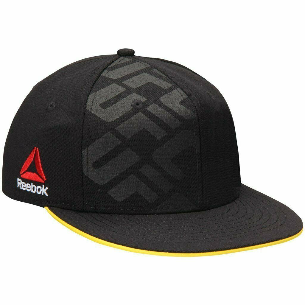 Mens Reebok UFC Flatbrim Snapback Hat - Black | Yellow | eBay
