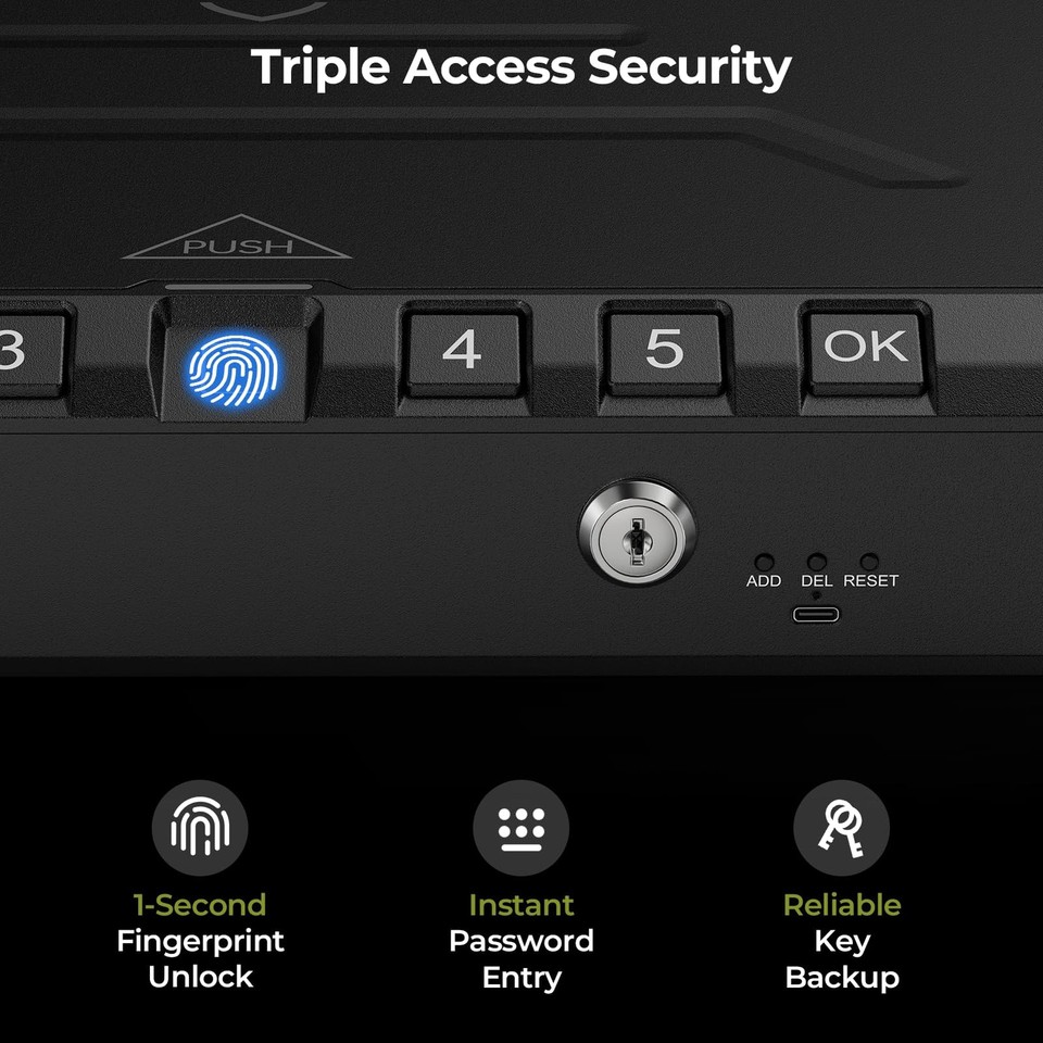 ONNAIS Large Biometric Gun Safe - Fingerprint Pistol Safes with Large ...