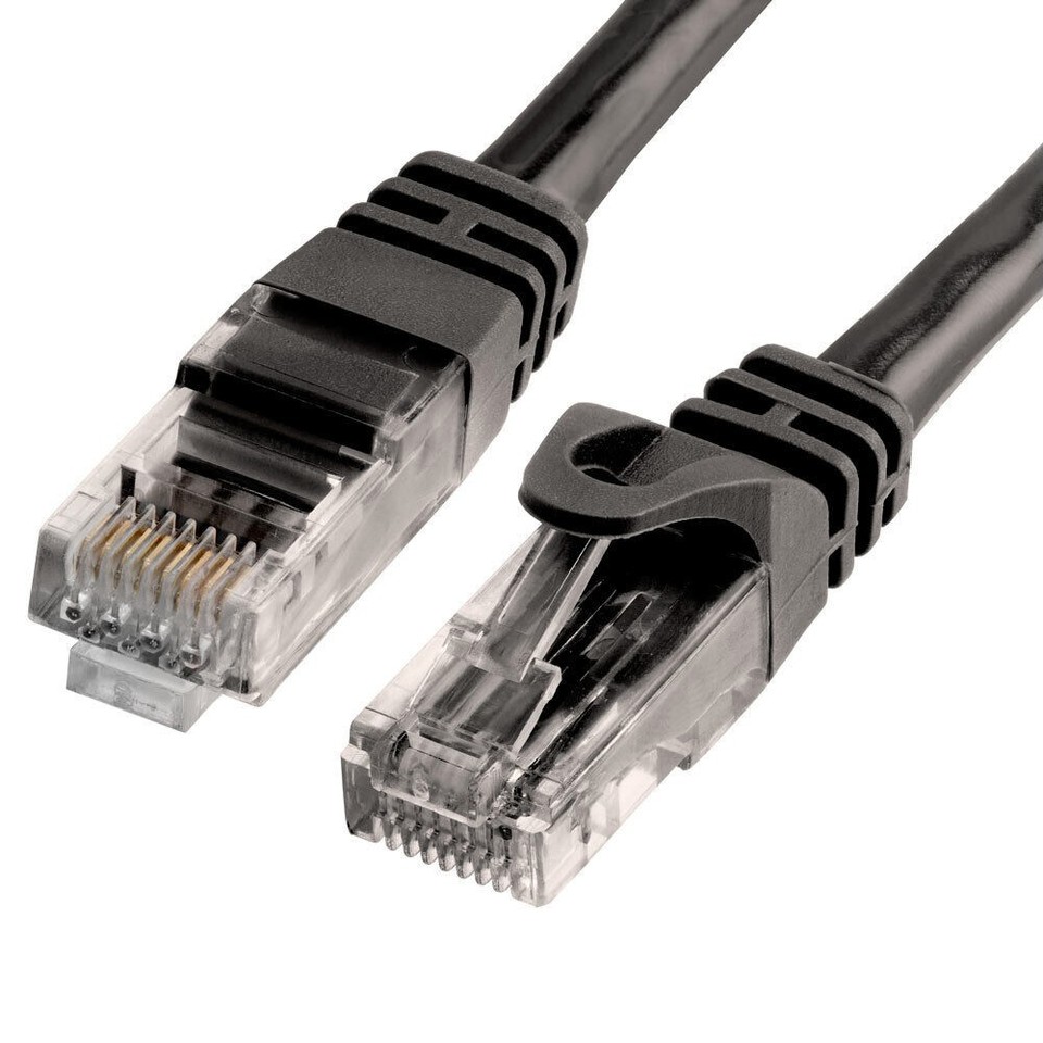 2 Pack 15 FT Cat6 Ethernet Patch Cord Black RJ45 LAN Network Cable ...