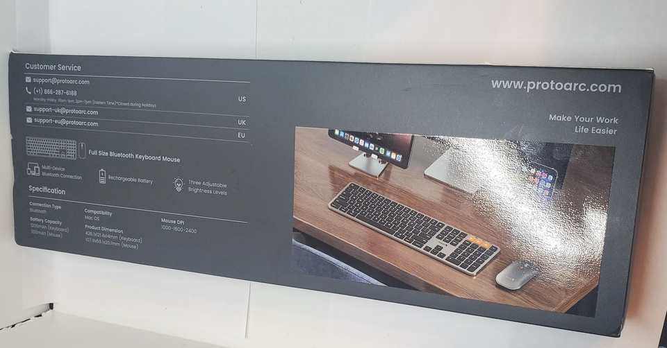 ProtoArc KM100-A Backlit Bluetooth Keyboard and Mouse Combo for Mac NEW ...