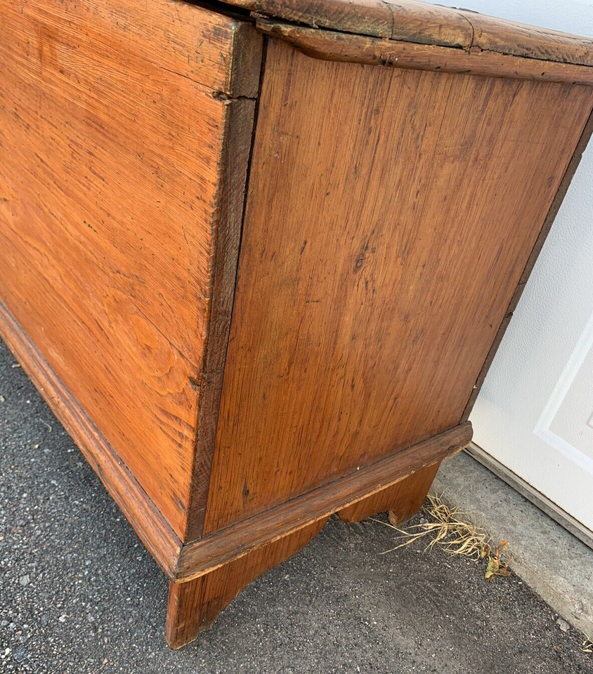 Primitive 18th Century Blanket Board Chest Forged Snipe Hinges Cut Out ...