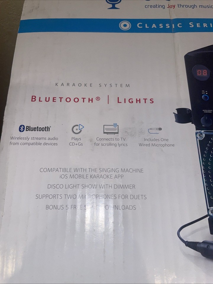 The Singing Machine SML385 Karaoke System W/ Mike - Black Brand New In ...