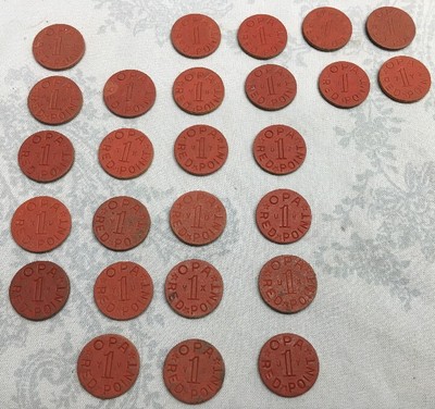 WWII~OPA Coin Collection 26 of 30~Red 1 Point Tokens~ All Different ...
