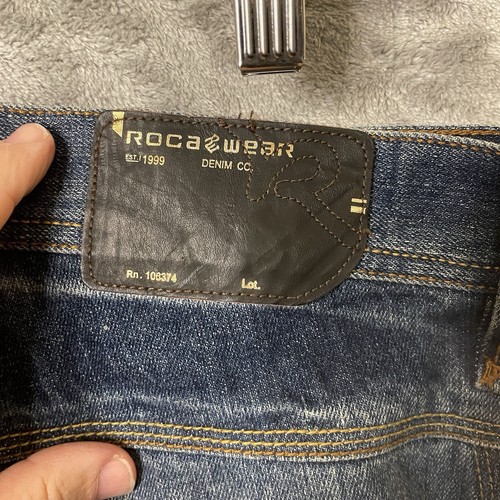 Rocawear Jeans men 48x32 Blue Dark Wash Denim Embroidered Baggy Hip Hop Y2K | eBay