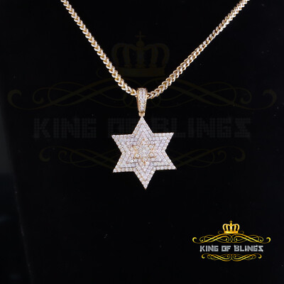 2.50ct VVS 'D' Moissanite Yellow Men's Six Pointed Star of David Silver ...
