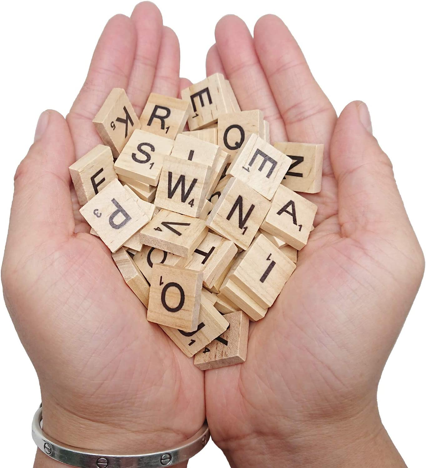 300PCS Wooden Scrabble Tiles, Scrabble Letters for Crafts, Making ...