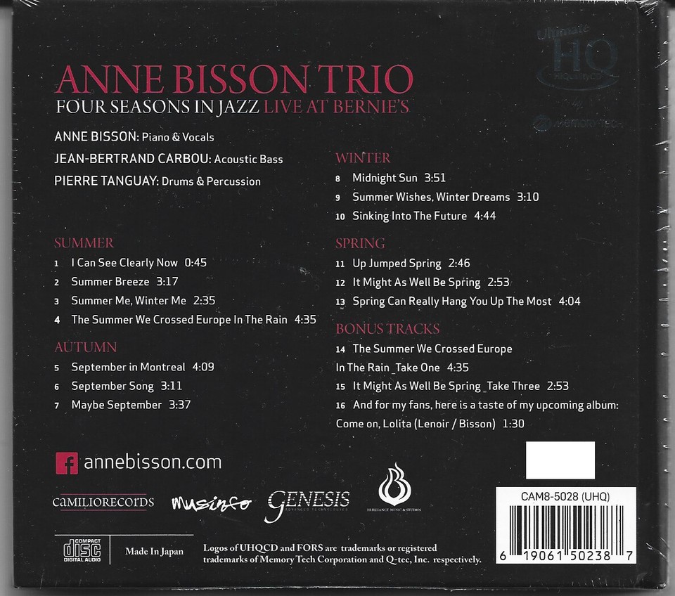 Anne Bisson Trio Four Seasons In Jazz Live At Bernie's Japan UHQCD ...