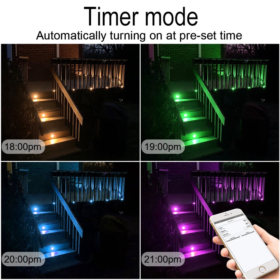 WIFI RGBW LED Deck Step Stair Light Outdoor Landscape Yard Lighting Low ...
