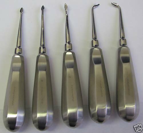 5 Pcs Bayonet Elevators Set Dental Extraction Instruments Stainless ...